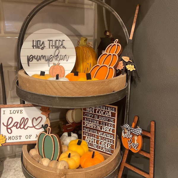 Fall Tier Tray Decor, Fall Decor, Thanksgiving Tier Tray, Fall Signs ...