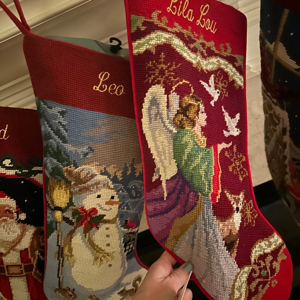 Needlepoint Christmas Stockings – Personalized Embroidered Stockings ...