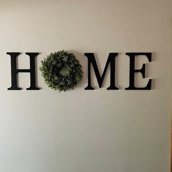HOME Sign With Wreath - Painted Home Sign for Wall Decor – Wooden ...
