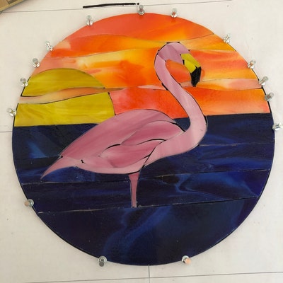 Flamingo Stained Glass Panel Printable Pattern Stained Glass Pattern ...