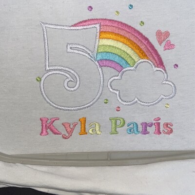 Cute Rainbow Birthday Number 5 FIVE Machine Embroidery Applique Designs ...