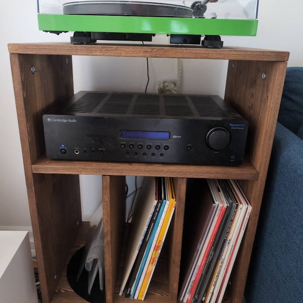 Rustic Record Player Stand, Large Record Player Table With Storage ...