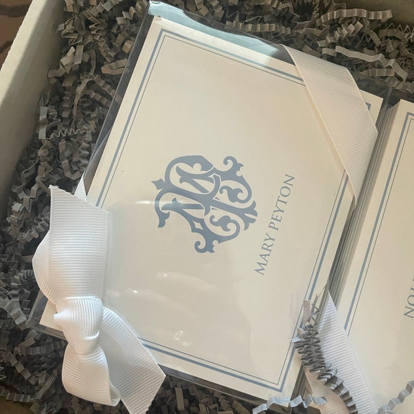 Monogram Stationary Monogrammed Note Card Personalized Note Cards Set ...