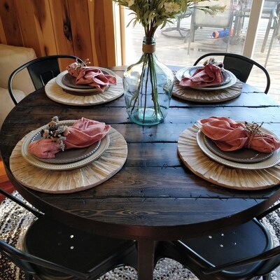 Reclaimed Distressed Round Coffee Table. Straight Steel Legs. Choose ...