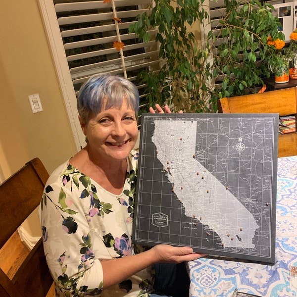 California Travel Push Pin State Map - Modern Cork Push Pin Canvas ...