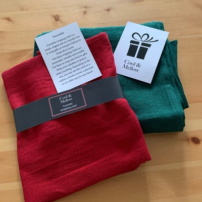 Linen Gift Wrapping Cloth for Christmas. Furoshiki Wrapping Cloth in ...