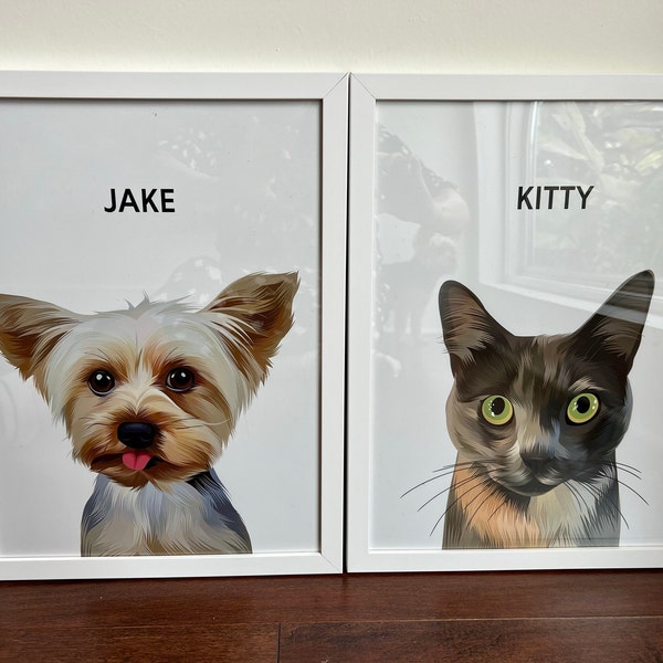 Custom Pet Portrait | Framed Dog Portrait | Digital Dog Art Pet ...