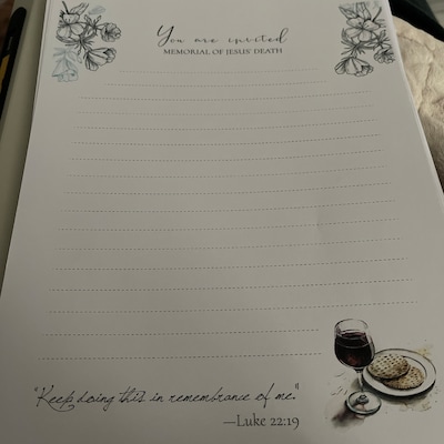 JW Letter Writing Paper JW Memorial Letterhead Memorial Invitation ...