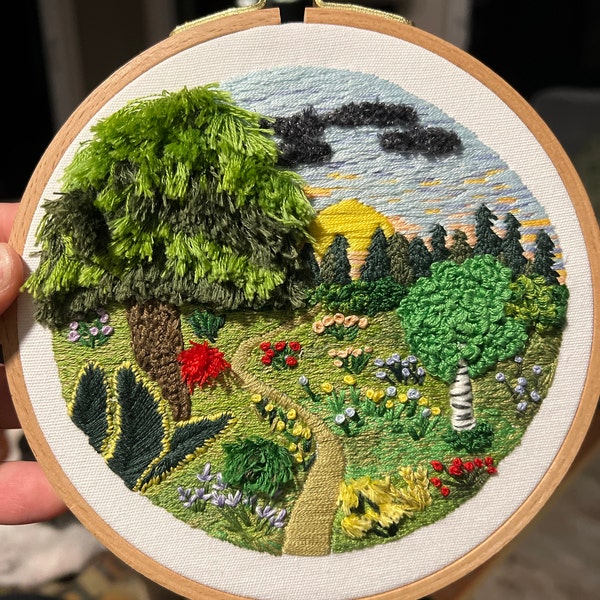 Forest Landscape, 3d Embroidery Pattern. Hand Embroidery Pattern PDF ...