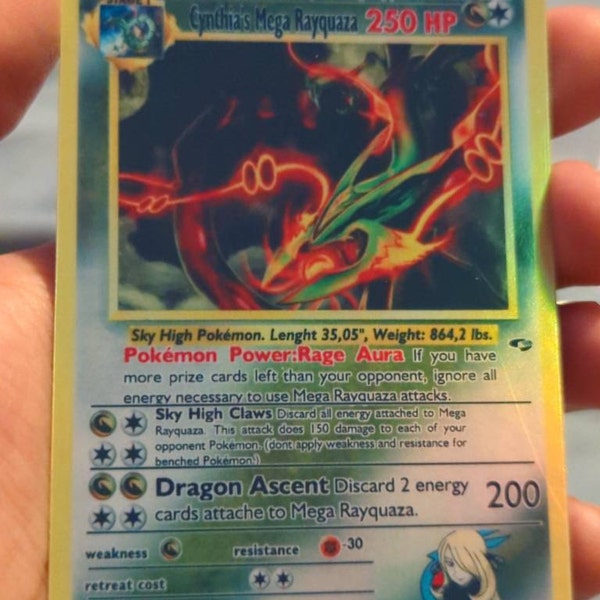Cynthia's Mega Rayquaza Gym Heroes Revival Handmade Holo Proxy Card - Etsy