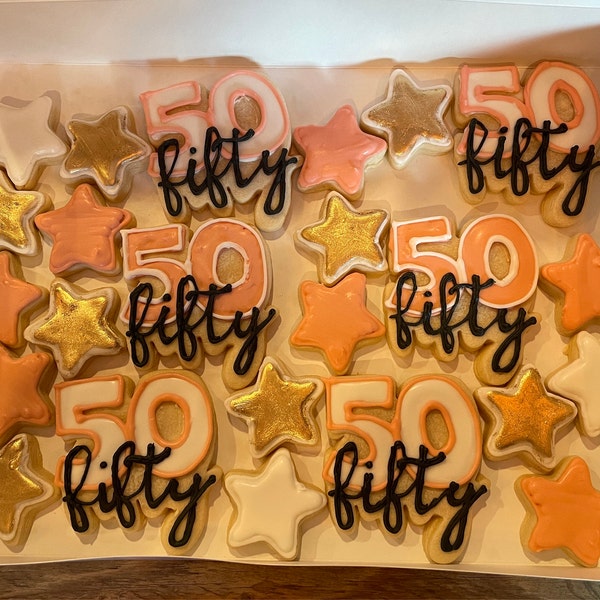 50 Cookie Cutter, 50th Birthday, Fifty Script Number - FAST SHIPPING ...