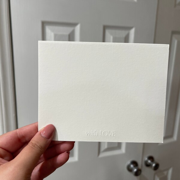 Embossed Block Initial Stationery | Flat White Notecards + White ...