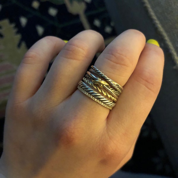 14K Gold Stackable Rope Ring - Etsy
