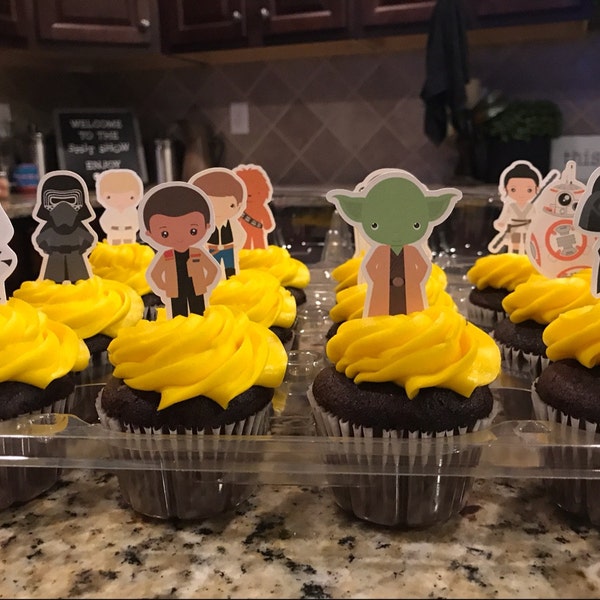 Star Wars Cupcake Toppers, Star Wars Character Cupcake Picks, Set of 12 ...
