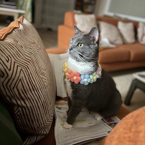 Adjustable Cute Crochet Soft Ribbon Kitten Collar Pet Costume Cat ...