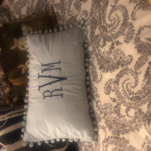 Embroidered Velvet Monogram Pillow. Insert Included. 12x20 Personalized ...