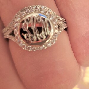 Sterling Silver Monogram Ring Stackable Monogram Ring 925 - Etsy