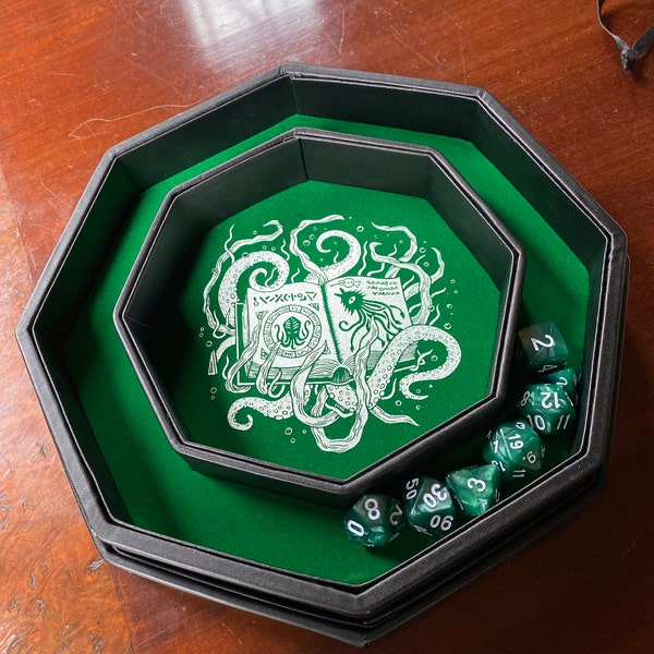 Fantasydice Cthulhu Tome - Green - Dice Tray -8'' Octagon With Lid and ...