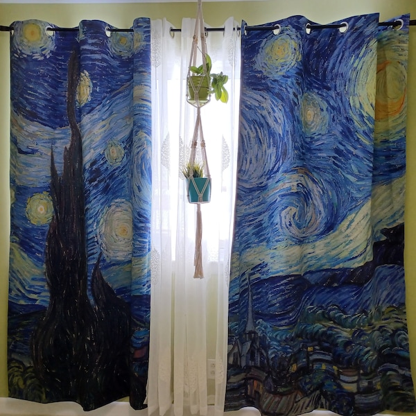 The Starry Night Window Curtain Vincent Van Gogh Starry Night Over ...