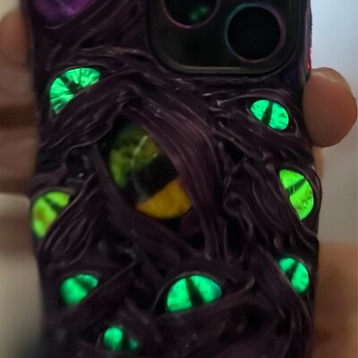 Handmade iPhone Case Glow in the Dark Purple Venom Cat Eyes Handmade ...