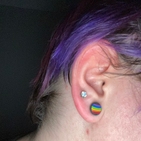 14pcs Soft Silicone Tunnels/3d Rainbow Ear Gauge/double Flared Tunnels ...