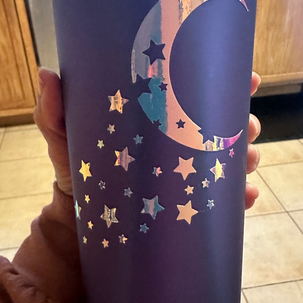 Moon and Star Shower Falling Stars Vinyl Decal | Falling Stars Decal ...