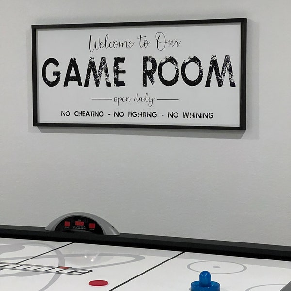 Personalized Game Room Sign, No Cheating No Fighting No Whining, Family ...