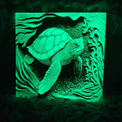 Sea Turtle Serenity: 3D Illusion PNG Digital Design File for Laser ...