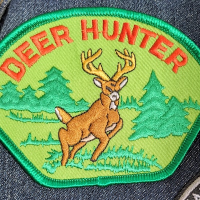 DEER HUNTER PATCH Hunting Iron-on Embroidered Applique Buck Season ...