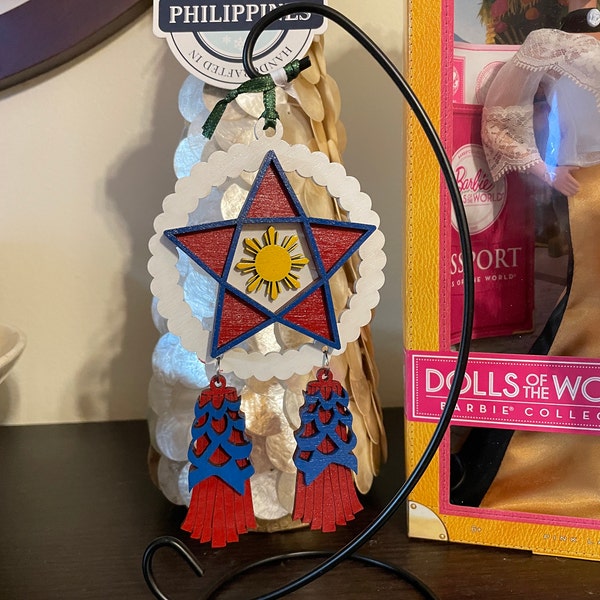 Filipino Parol Wood Ornament - White, Red & Blue - 2022 - Etsy