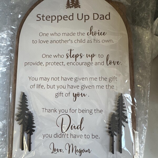 Stepped up Dad Sign, Personalized Father's Day Gift, Bonus Dad Sign ...