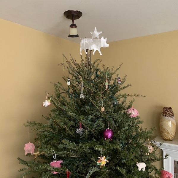 Pig, Christmas Tree Topper, Wreath Decoration, Holiday Decoration, Wall ...