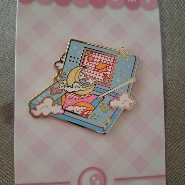 DS Moon Lite Enamel Pin - Cute Pastel Blue Lapel Pin, Dslite Pin, Moon ...