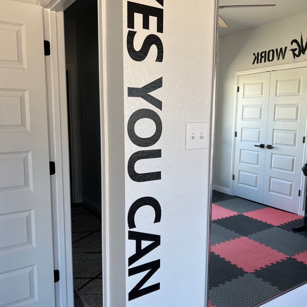 Yes You Can, Motivation Wall Vinyl Decal, Inspirational Gym Wall Decor ...