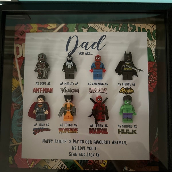 Personalised Daddy/dad Superhero Box Frame, Personalised Frame for Him ...