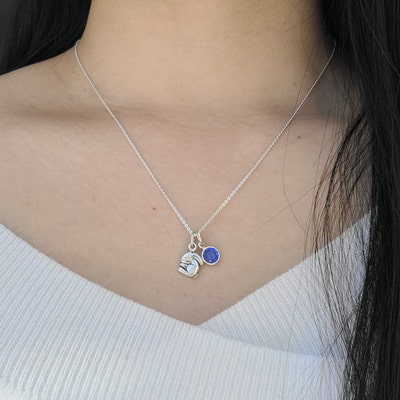 925 Sterling Silver Bunny Necklace Swarovski Crystal Birthstone Bunny ...