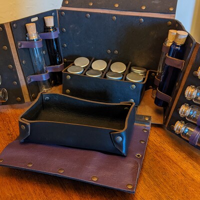Alchemist Leather Larp Bag Potion Set for Steampunk, Alchemist Costume ...