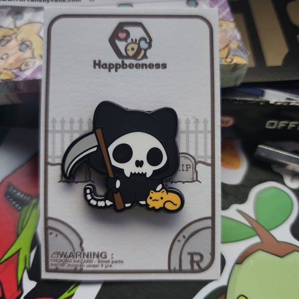 Cat Grim Reaper Enamel Pin Grim Reaper Holding Scythe Cat Enamel Pin ...