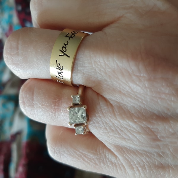 Memorial Handwriting Ring • Actual Handwriting Band Ring • Eternity ...