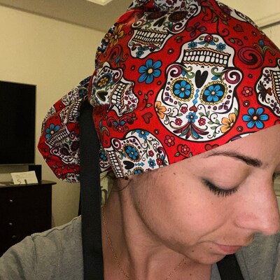Sugar Skull Scrub Cap Sugar Skull Scrub Hat Nursing Cap Surgical Cap ...