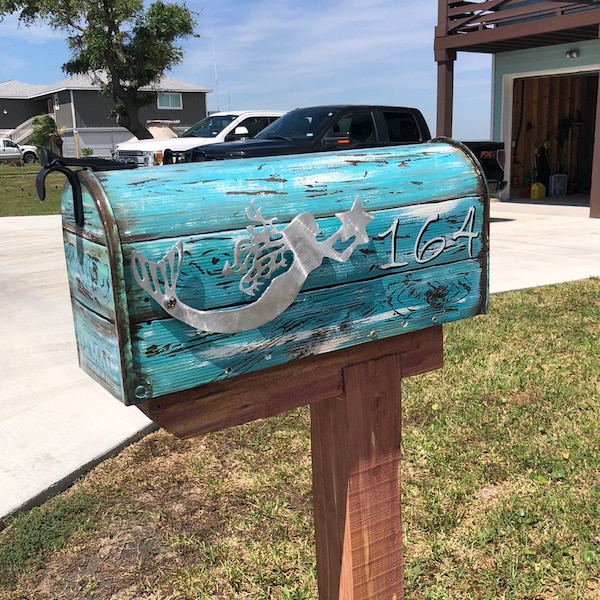 Mermaid Mailbox Flag, Metal Mermaid With Starfish, Listing is the ...