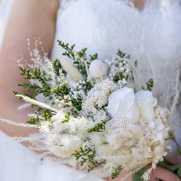 Rustic Dusty Blue Dried Flower Bouquet, Dried Flower Posy, Wedding ...