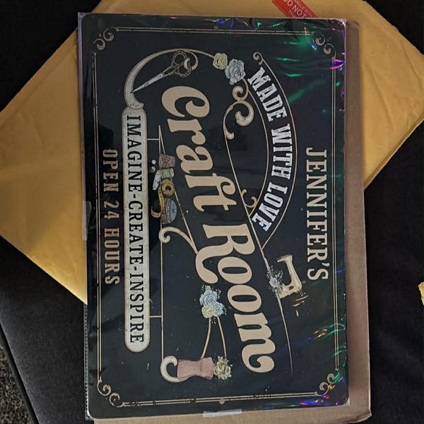Custom Metal Craft Room Sign Personalized Made With Love Imagine Create ...