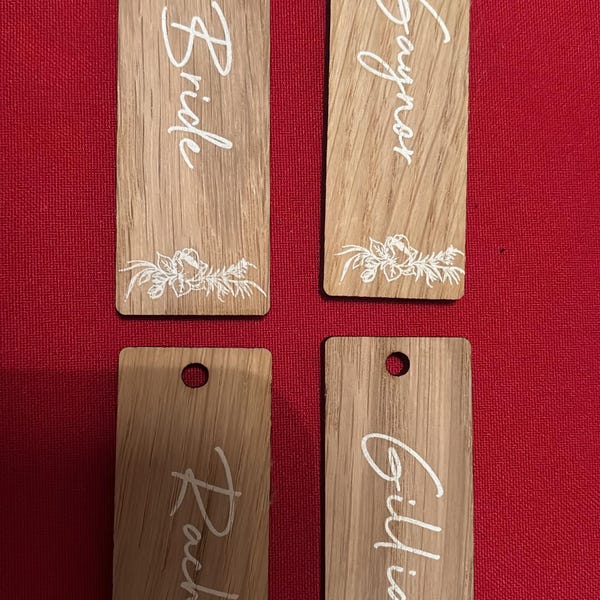 Wooden Engraved Floral Place Setting Name Coaster Wedding Table ...