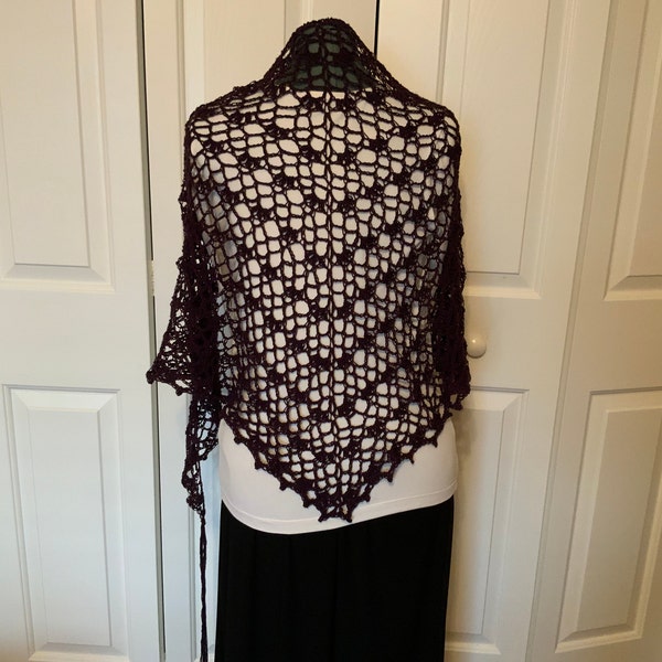 Crochet Lace Triangle Shawl Pattern - Fingering - One Skein Crochet ...