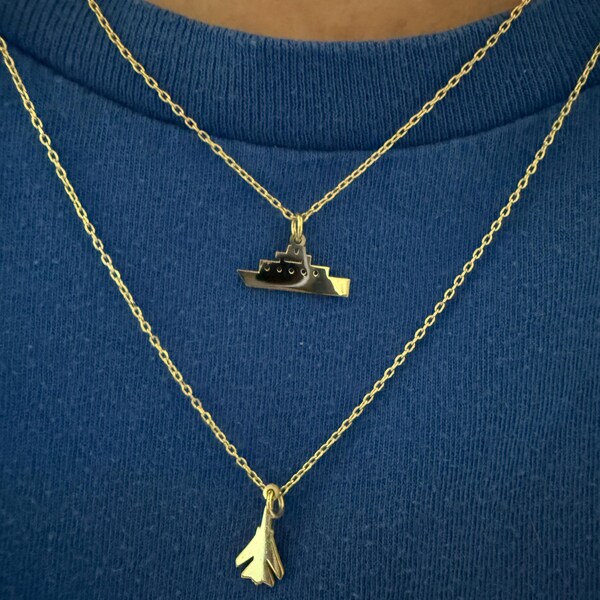 Warplane Necklace · 14K Gold Plated · 925K Sterling Silver · Fighter ...