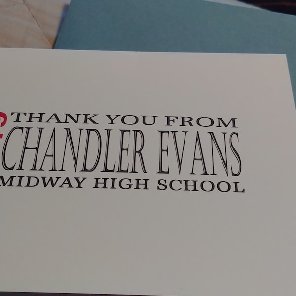 Personalized Modern Graduation Thank You Cards, Set of 10 High School ...