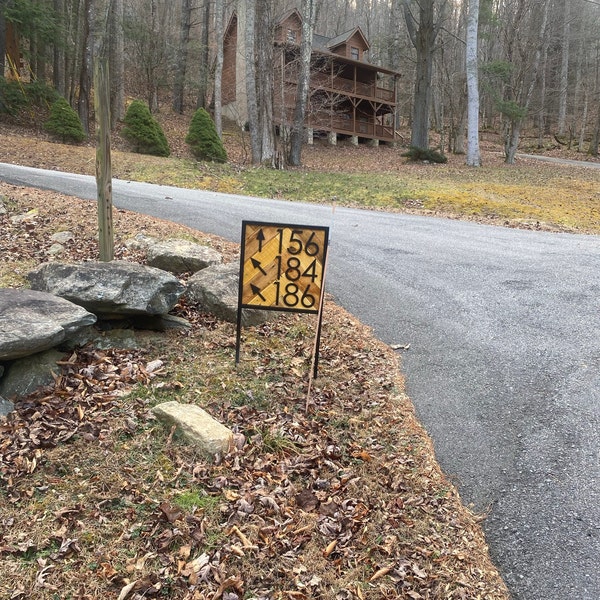 Shared Driveway Sign | Multiple Address Stake With Arrow | Rustic ...