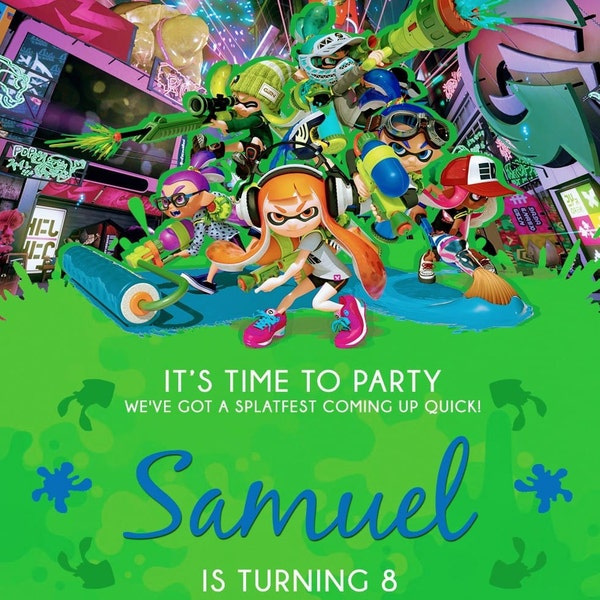 Splatoon Invitation Kit | Splatoon 2 Digital Card | Splatoon Birthday ...