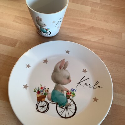 Kinderteller mit Namen, personalisiert, Name, Taufgeschenk, Geschenk Taufe, Erster Geburtstag ...